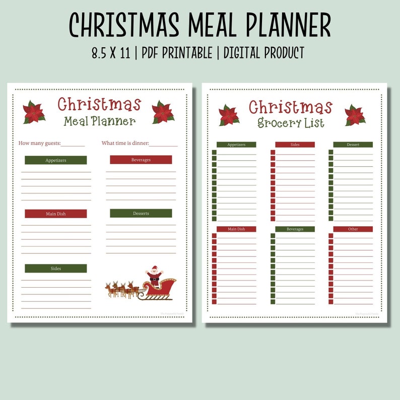 Christmas Meal Planner | Christmas Menu | Christmas Shopping List ...