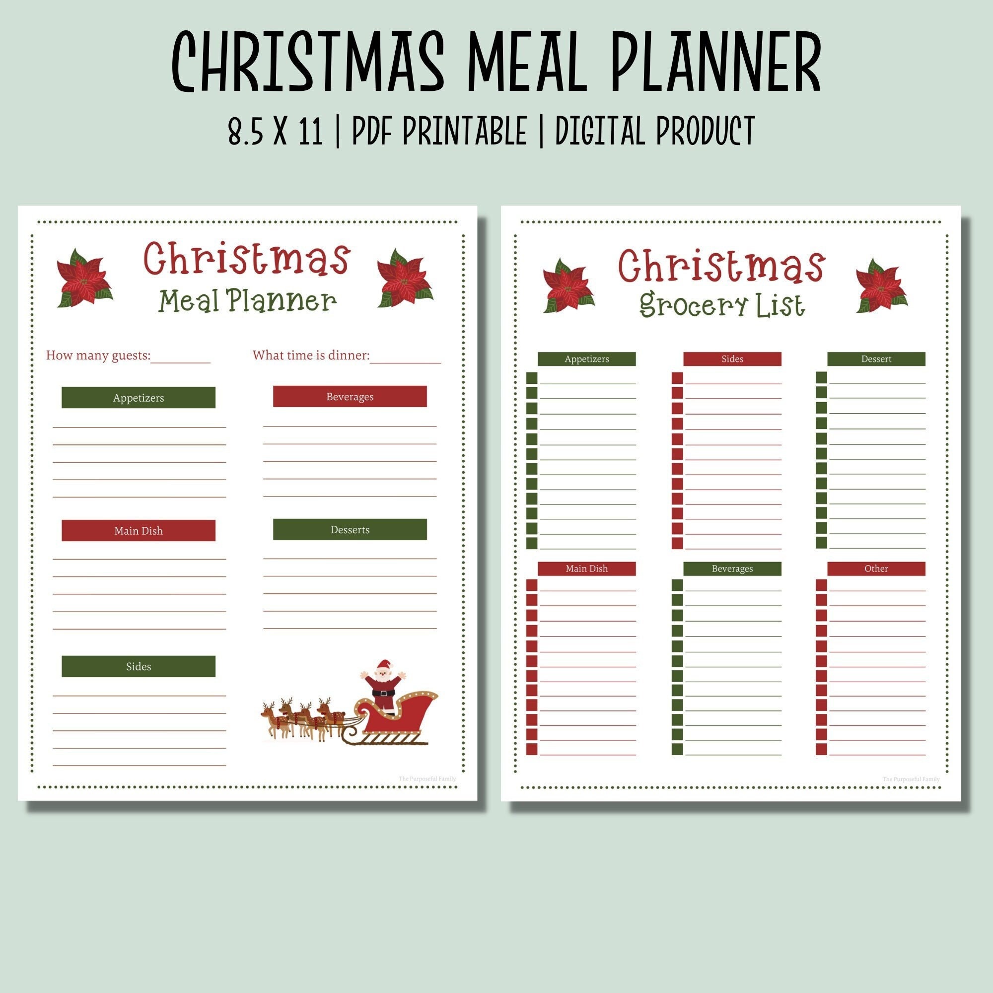 Christmas Meal Planner | Christmas Menu | Christmas Shopping List ...