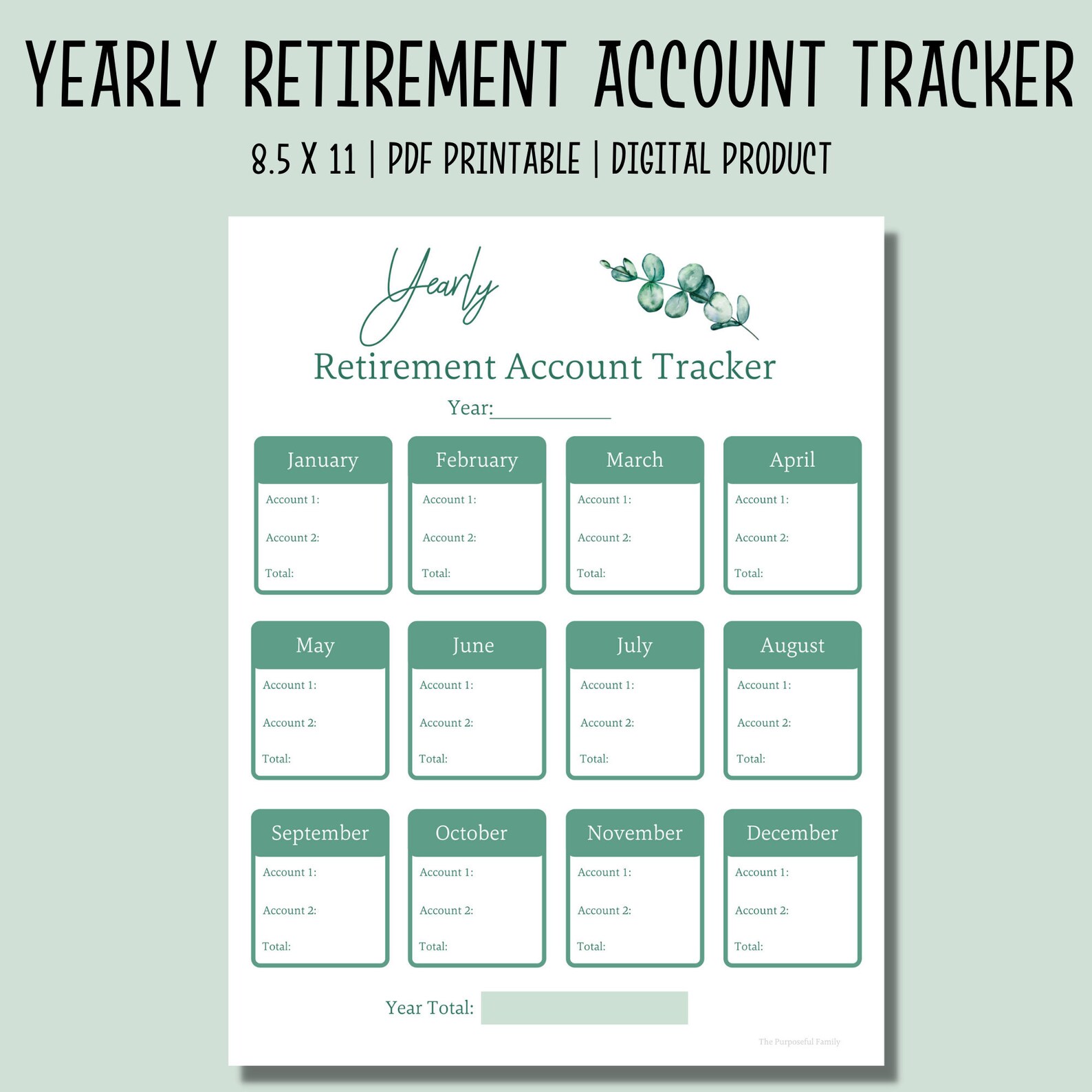 Yearly Retirement Account Printable Tracker | PDF Retirement Tracker - Etsy