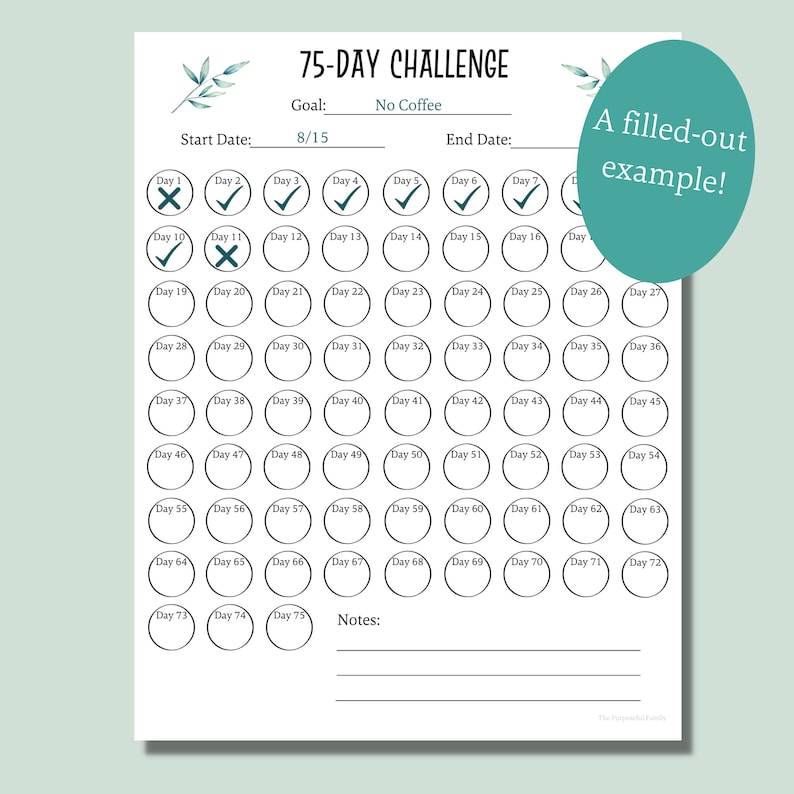 75-day Challenge Tracker Printable | Habit Tracker | Goal Tracker ...