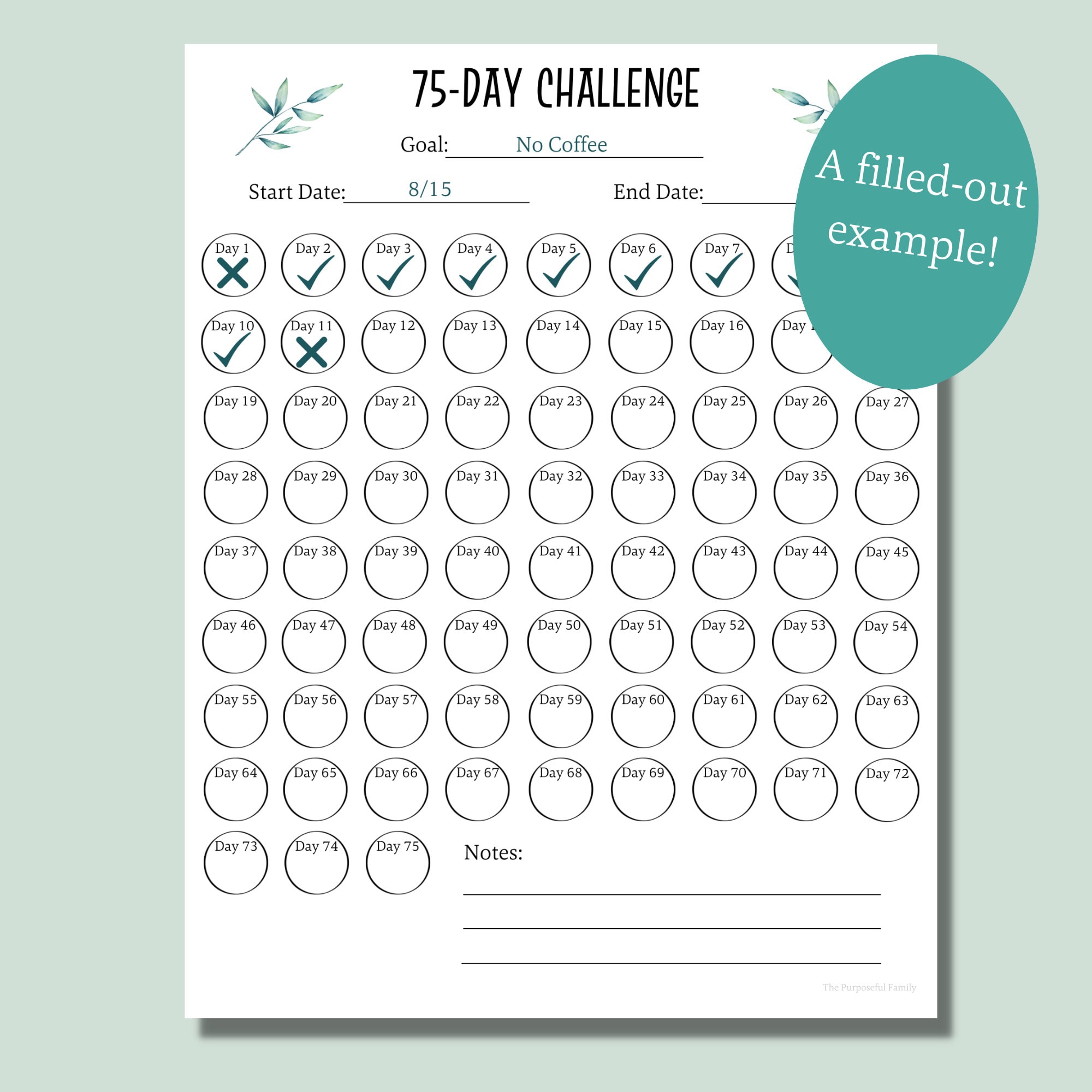 75-day Challenge Tracker Printable | Habit Tracker | Goal Tracker ...