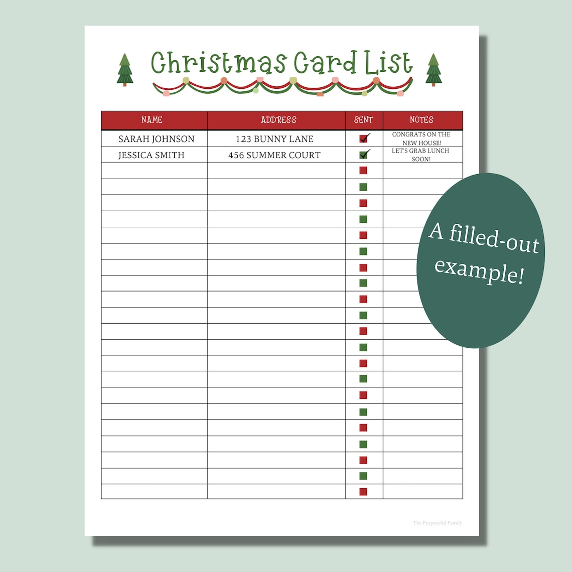 Christmas Card List Printable Checklist | Holiday Card Tracker ...