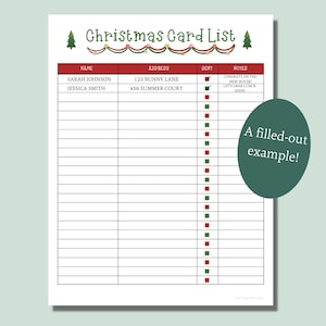 Christmas Card List Printable Checklist | Holiday Card Tracker ...