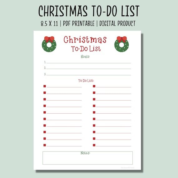 Christmas To-do List Printable To-do List Planner Holiday - Etsy