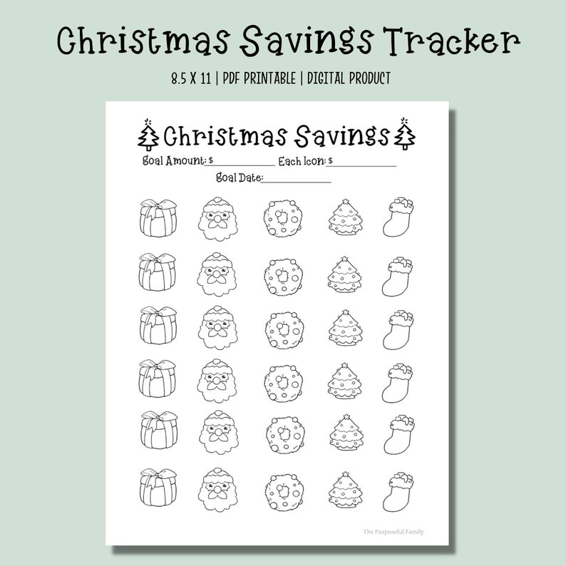 Christmas Savings Tracker PDF Printable | Christmas Savings Printable ...