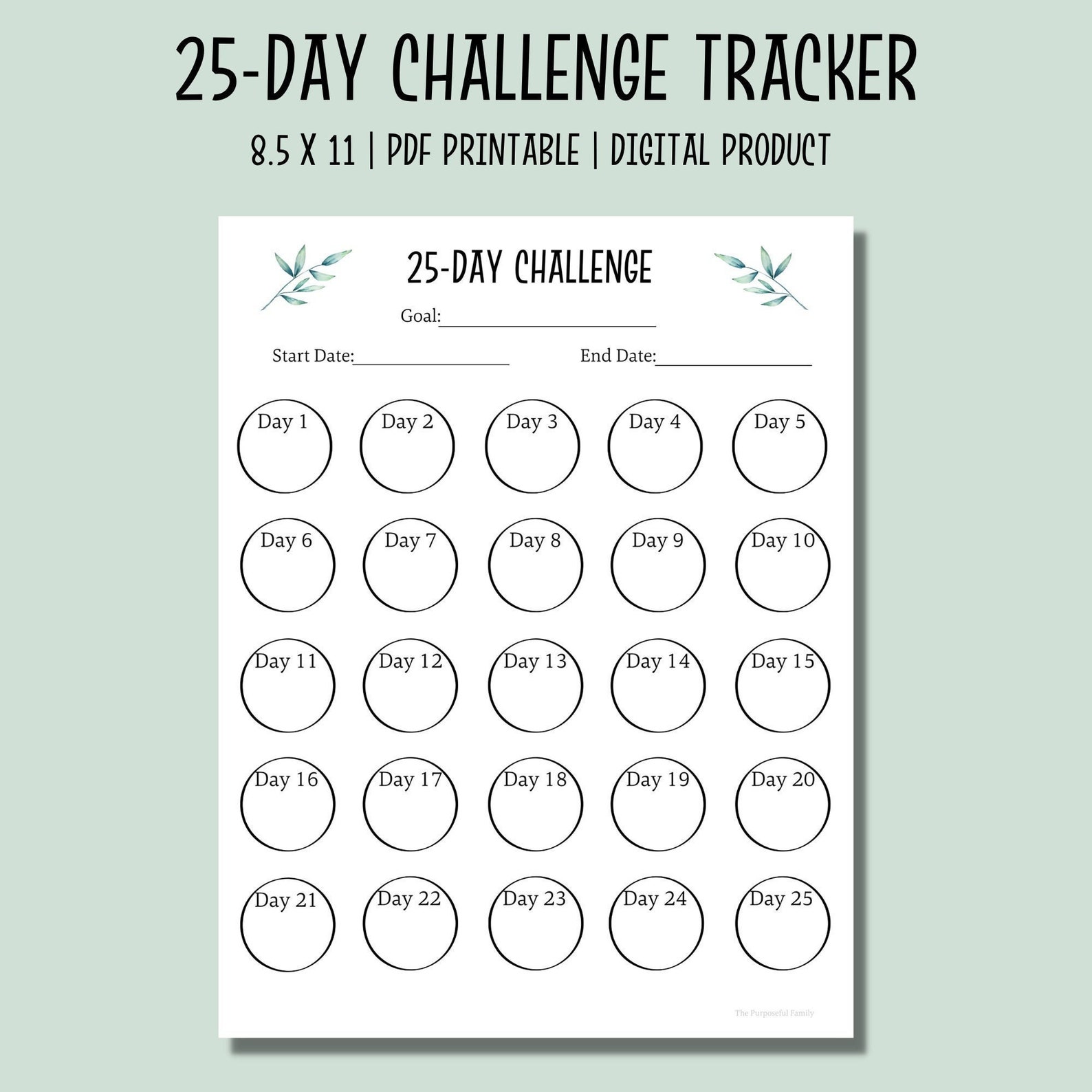 25-day Challenge Tracker Printable | Habit Tracker | Goal Tracker ...