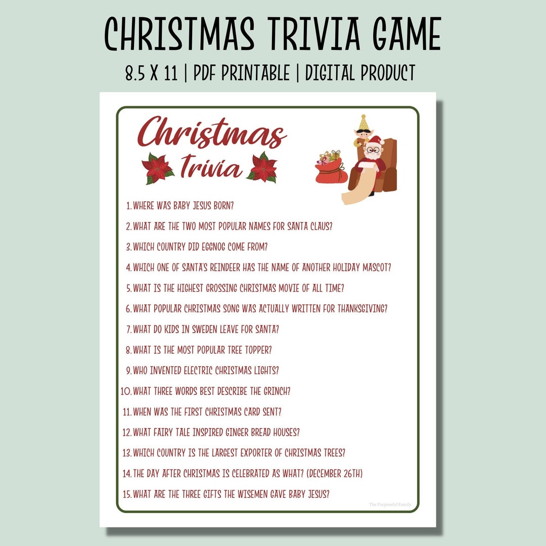 Christmas Trivia Game | Christmas Printable Games | Christmas Party ...
