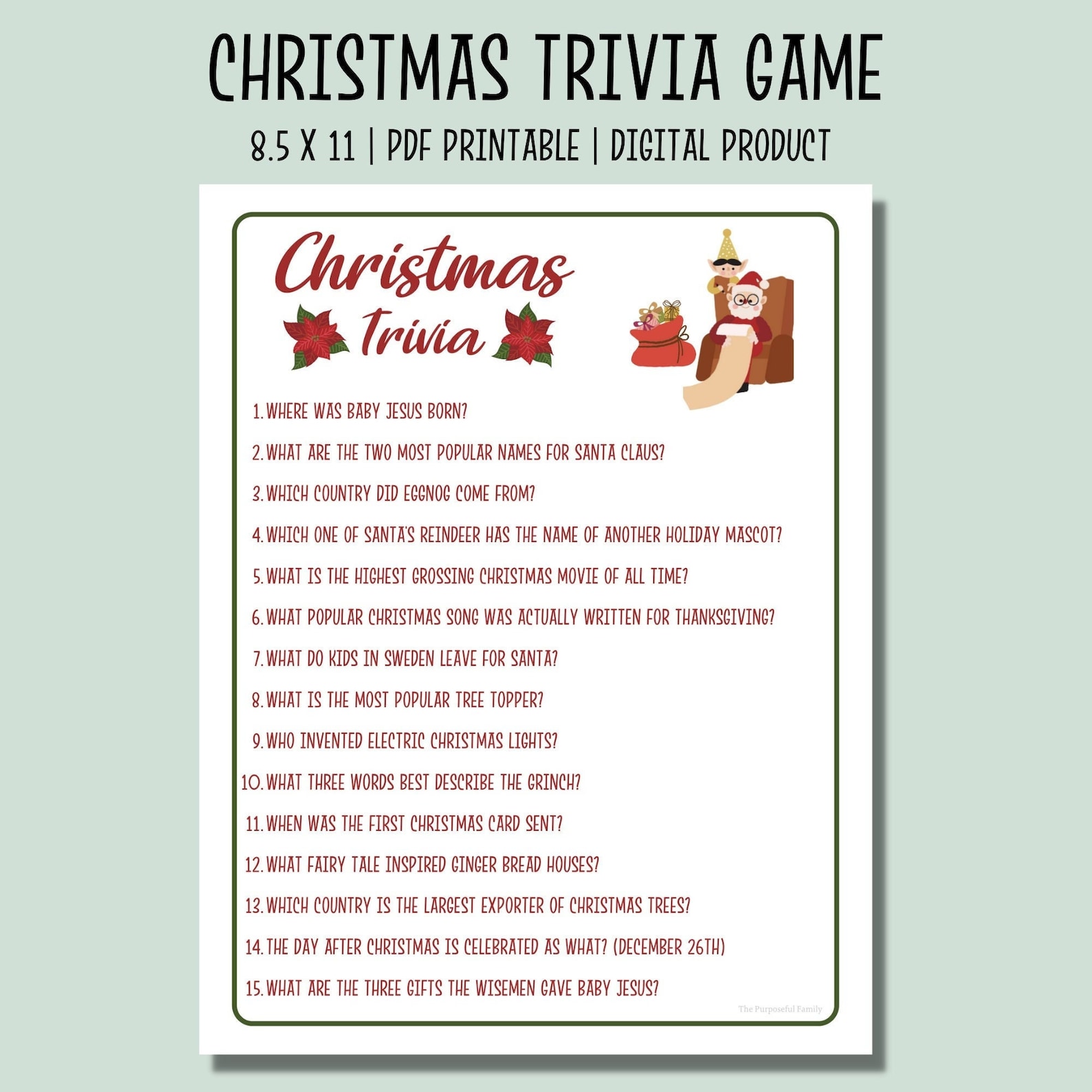 Christmas Trivia Game | Christmas Printable Games | Christmas Party ...