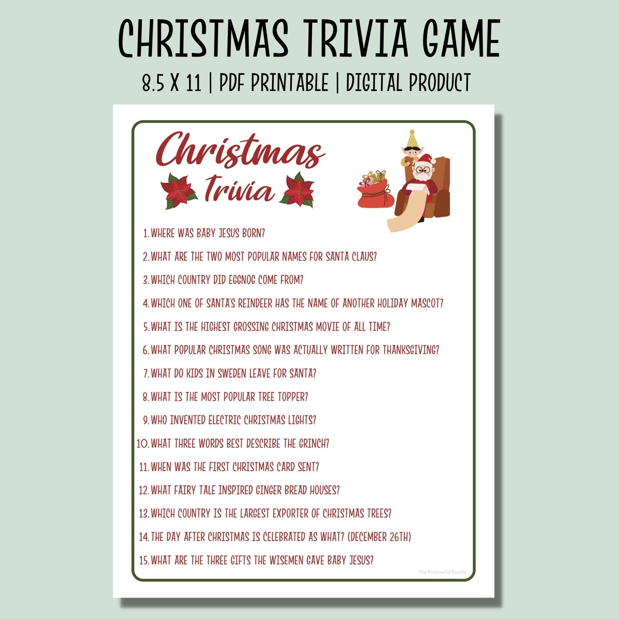 Christmas Trivia Game | Christmas Printable Games | Christmas Party ...