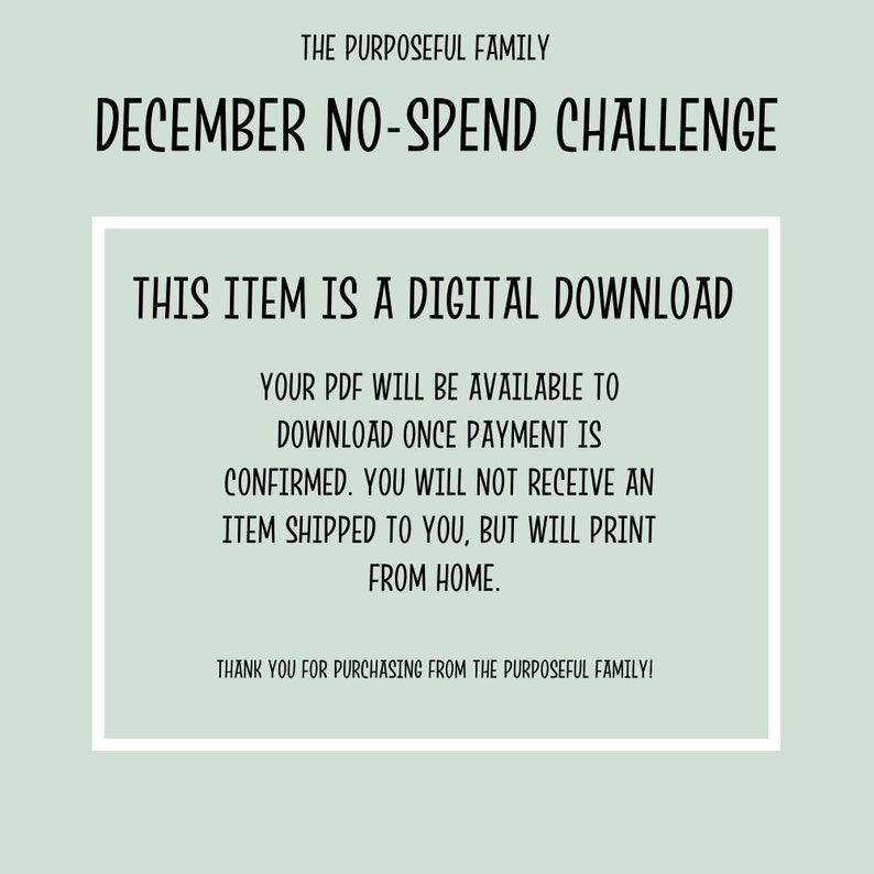 December No-spend Challenge Printable | | No-spend Month PDF | No-spend ...