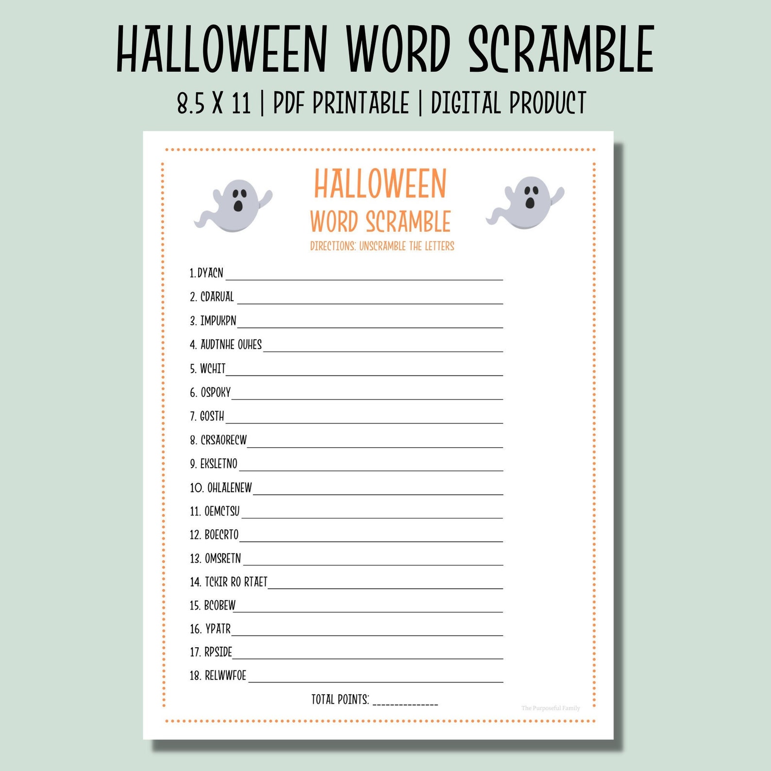 Halloween Word Scramble Game | Halloween Fun Printable Game | Halloween ...