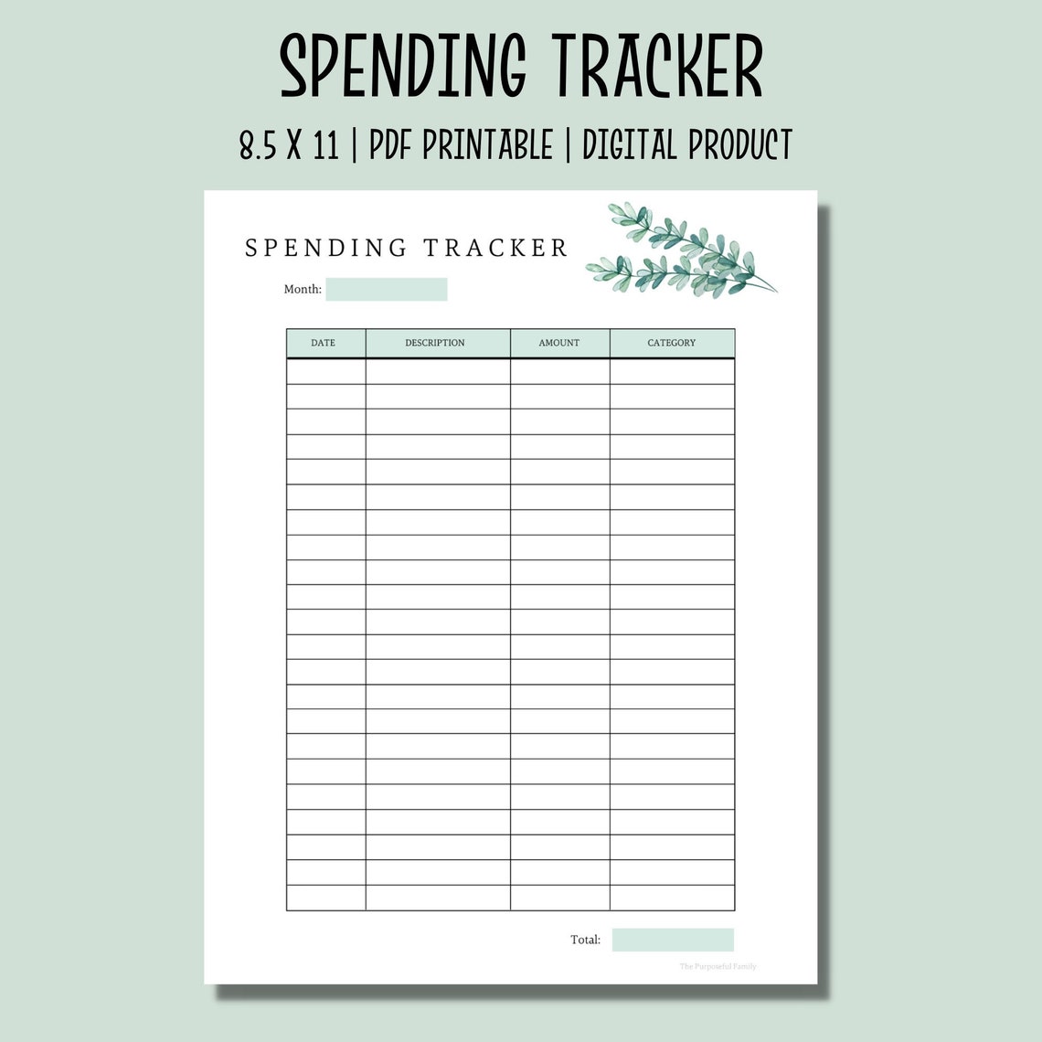 Spending Tracker Printable | Budget Sheet Printable | Spending Log ...
