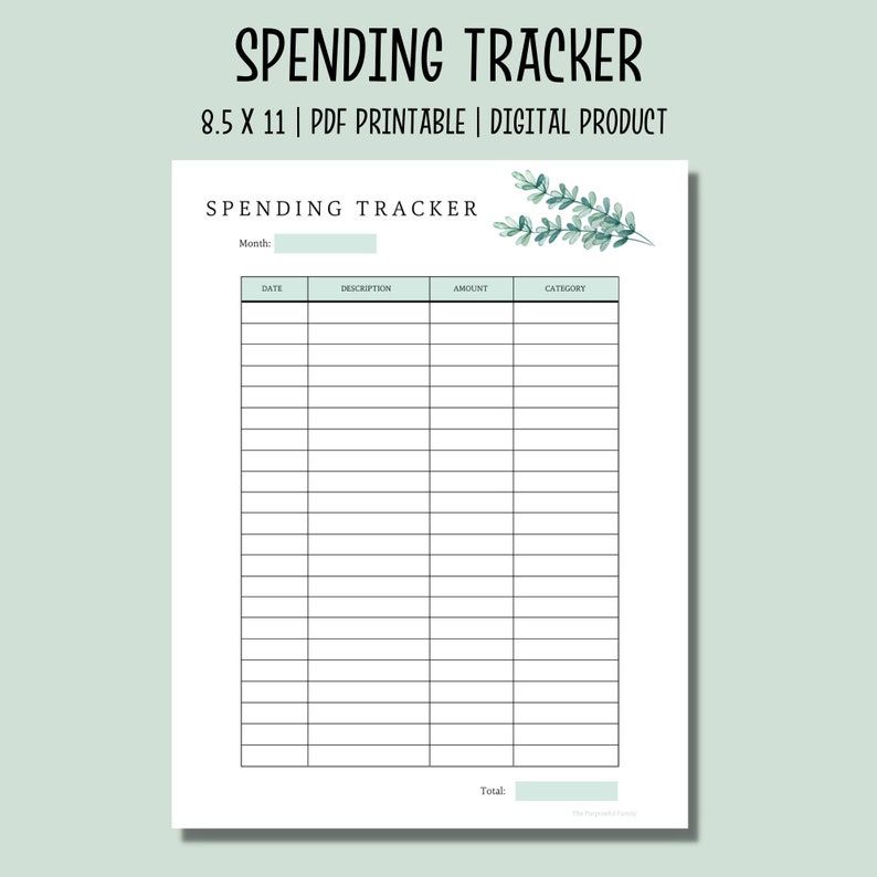 Spending Tracker Printable | Budget Sheet Printable | Spending Log ...
