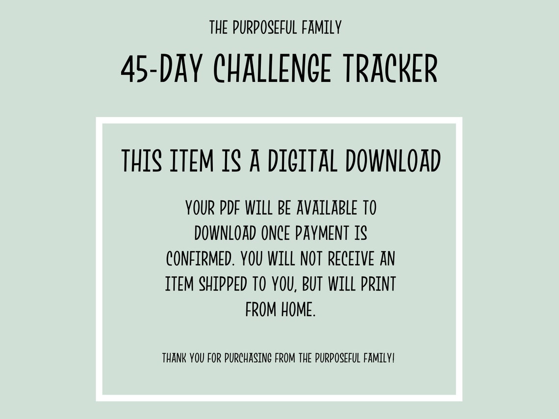 45-day Challenge Tracker Printable | Habit Tracker PDF | Goal Tracker ...