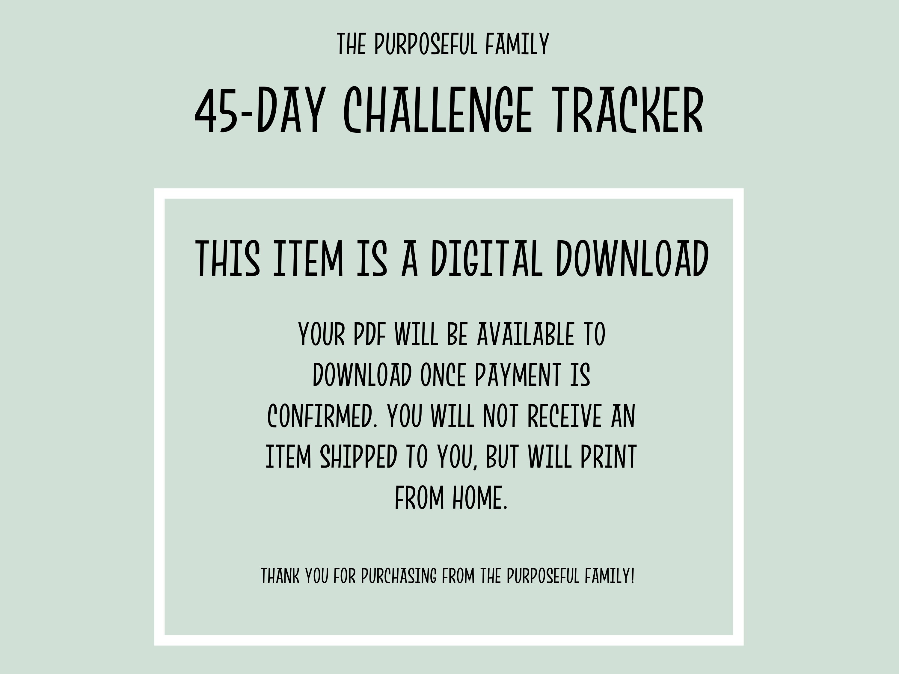 45-day Challenge Tracker Printable | Habit Tracker PDF | Goal Tracker ...