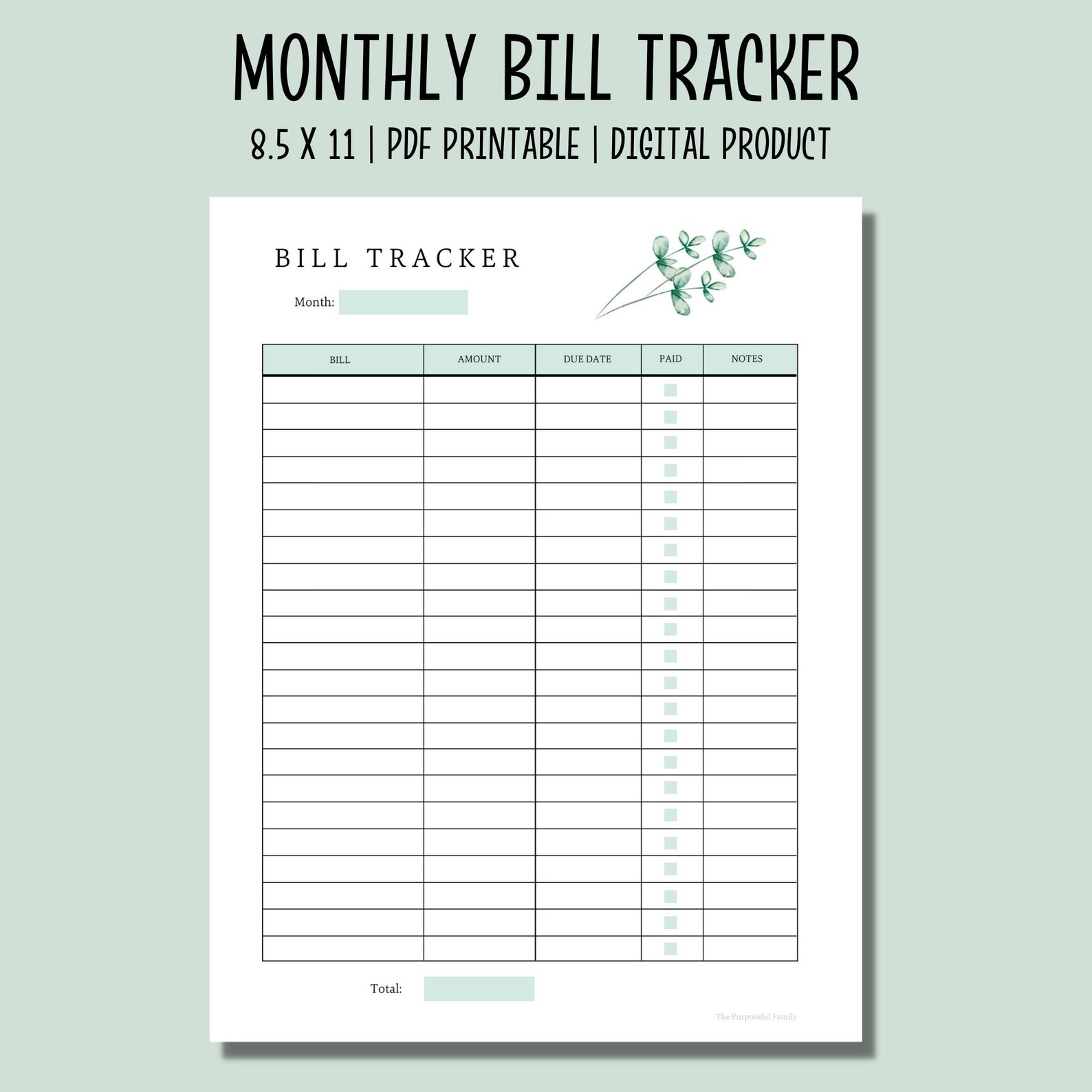 Monthly Bill Payment Printable Tracker | Bill Log Planner | Bill Pay ...