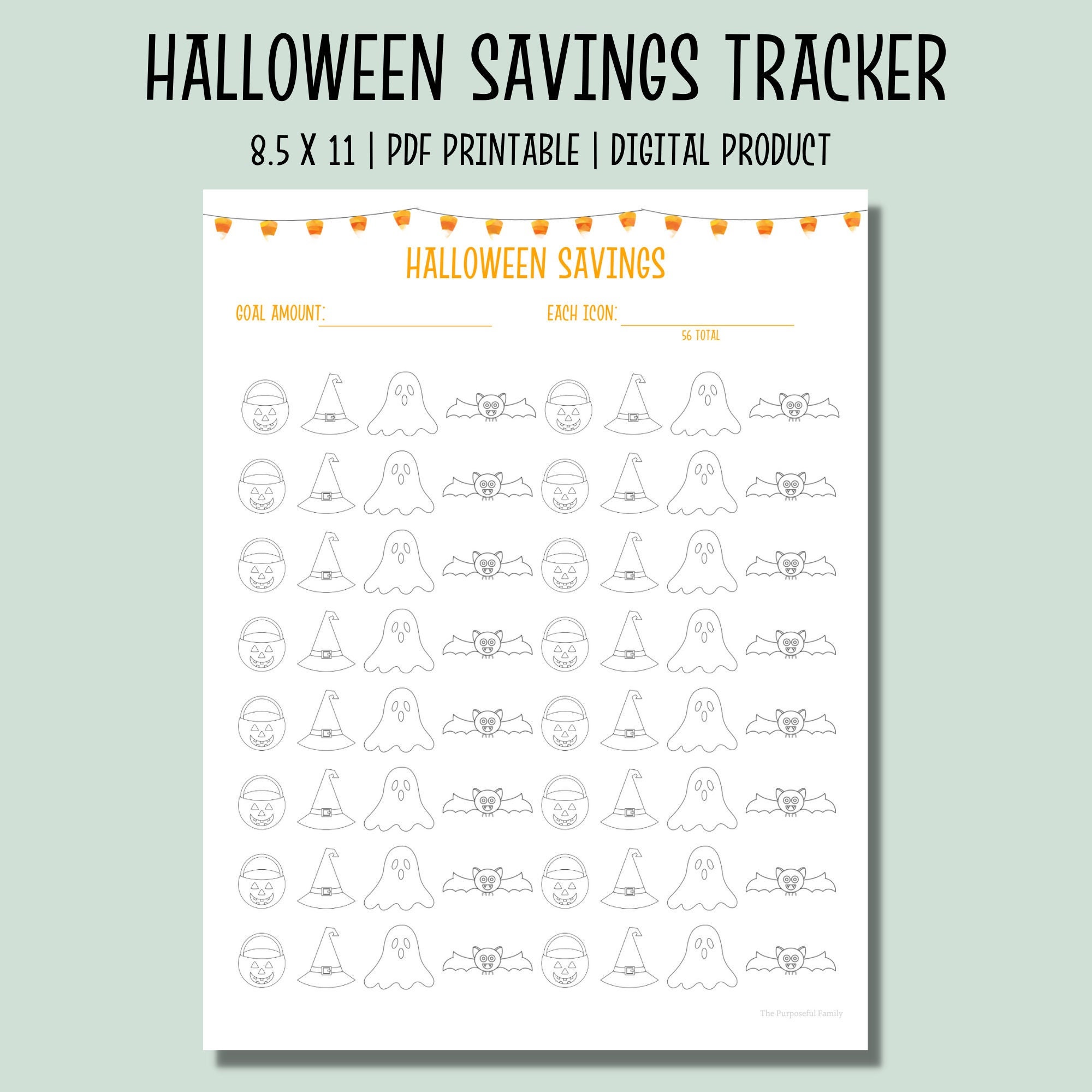 Halloween Savings Tracker Printable | Savings Challenge - Etsy