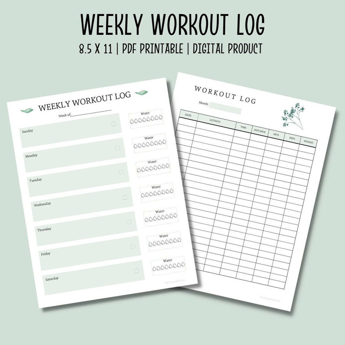 Weekly Workout Log Weekly Workout Schedule Fitness Planner Exercise PDF ...
