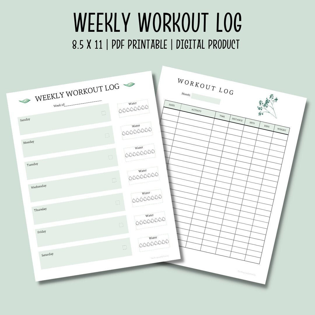 Weekly Workout Log | Weekly Workout Schedule | Fitness Planner ...