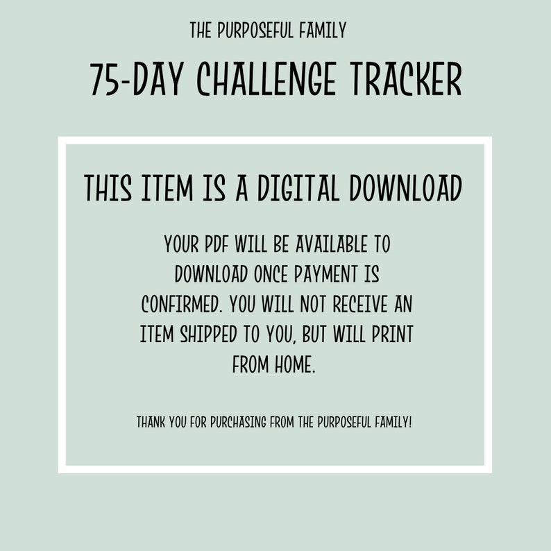 75-day Challenge Tracker Printable | Habit Tracker | Goal Tracker ...
