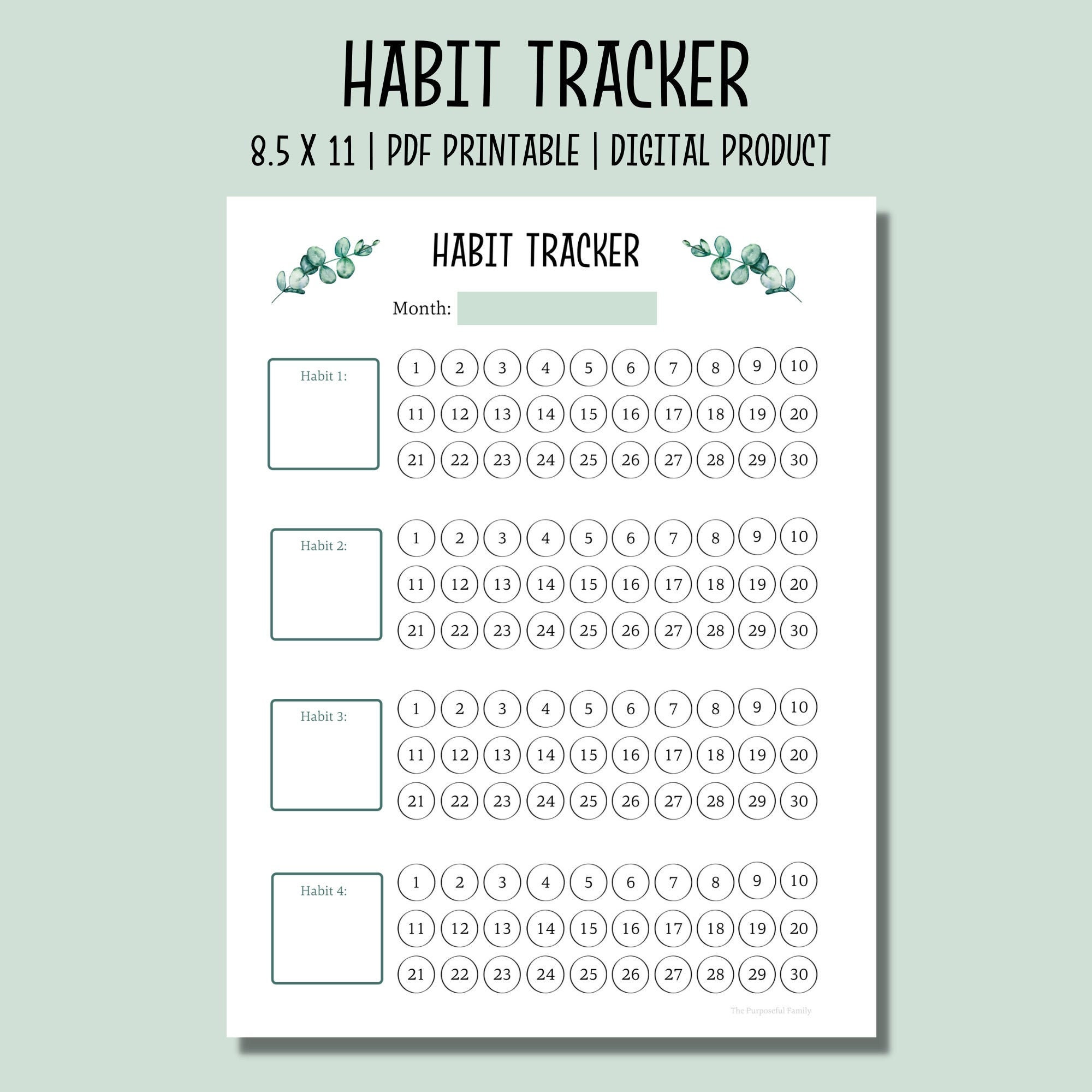 Habit Tracker Printable PDF | Habit Log | Monthly Habit Tracking - Etsy UK