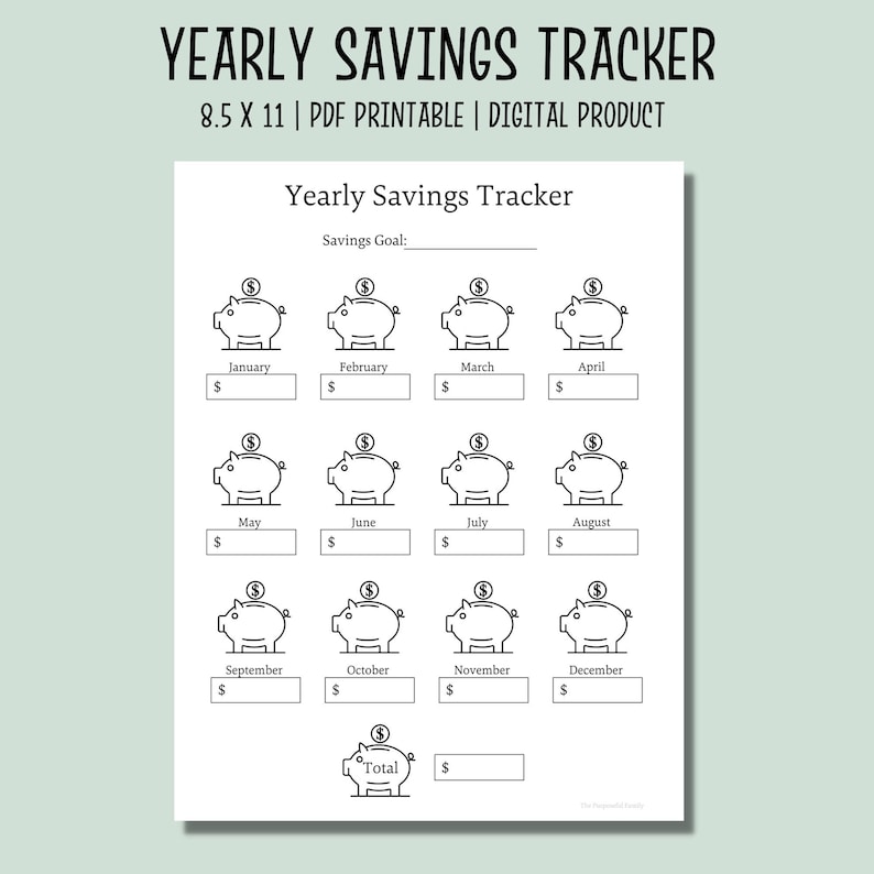 Yearly Savings Tracker PDF | Printable Savings Chart | Financial ...