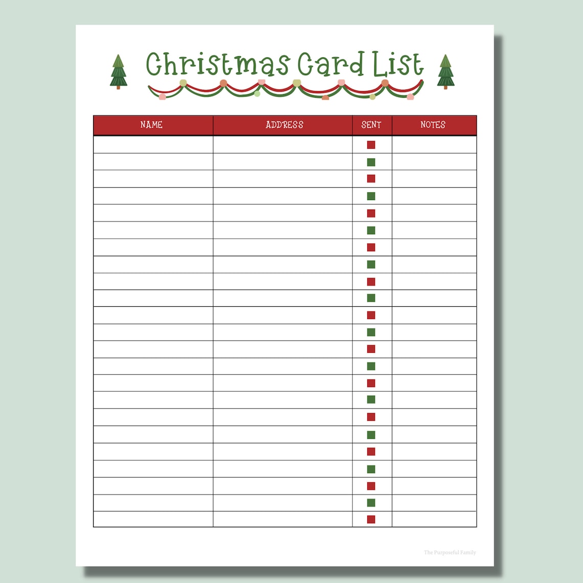 Christmas Card List Printable Checklist | Holiday Card Tracker ...