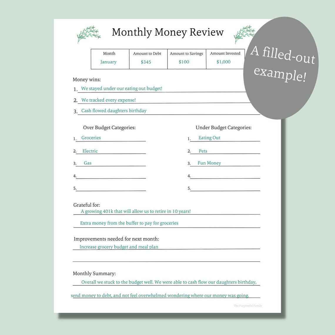 Monthly Money Review | Monthly Financial Reflection | Monthly Financial ...