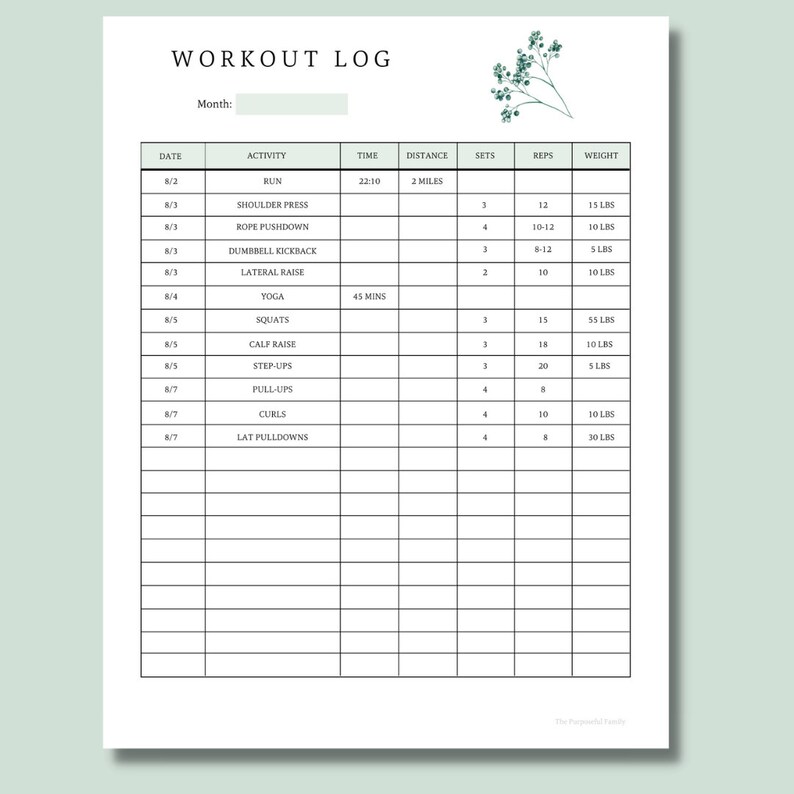 Weekly Workout Log | Weekly Workout Schedule | Fitness Planner ...