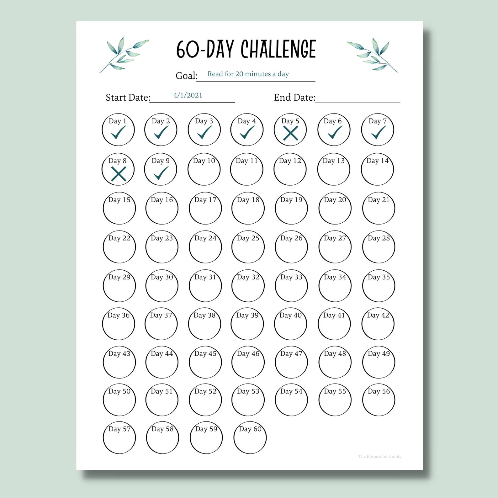 60 Day Challenge Tracker Printable | PDF Habit Tracker - Etsy