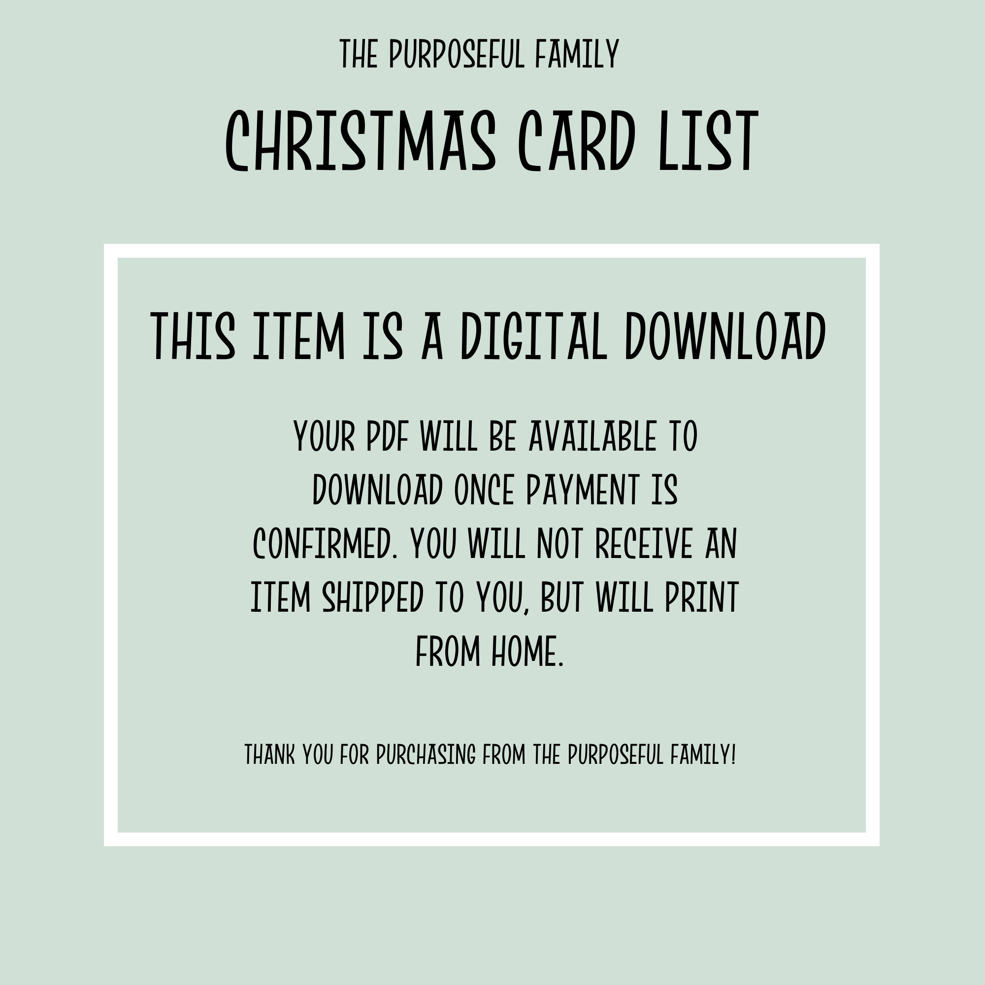 Christmas Card List Printable Checklist | Holiday Card Tracker ...