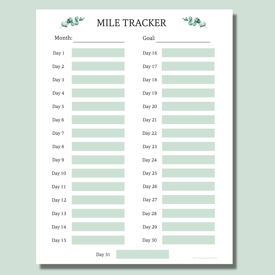 Monthly Mile Tracker | Running Tracker | Walking Tracker | Exercise ...