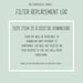 Filter Replacement Log Printable | Air, HVAC, Pool Replacement Filter ...