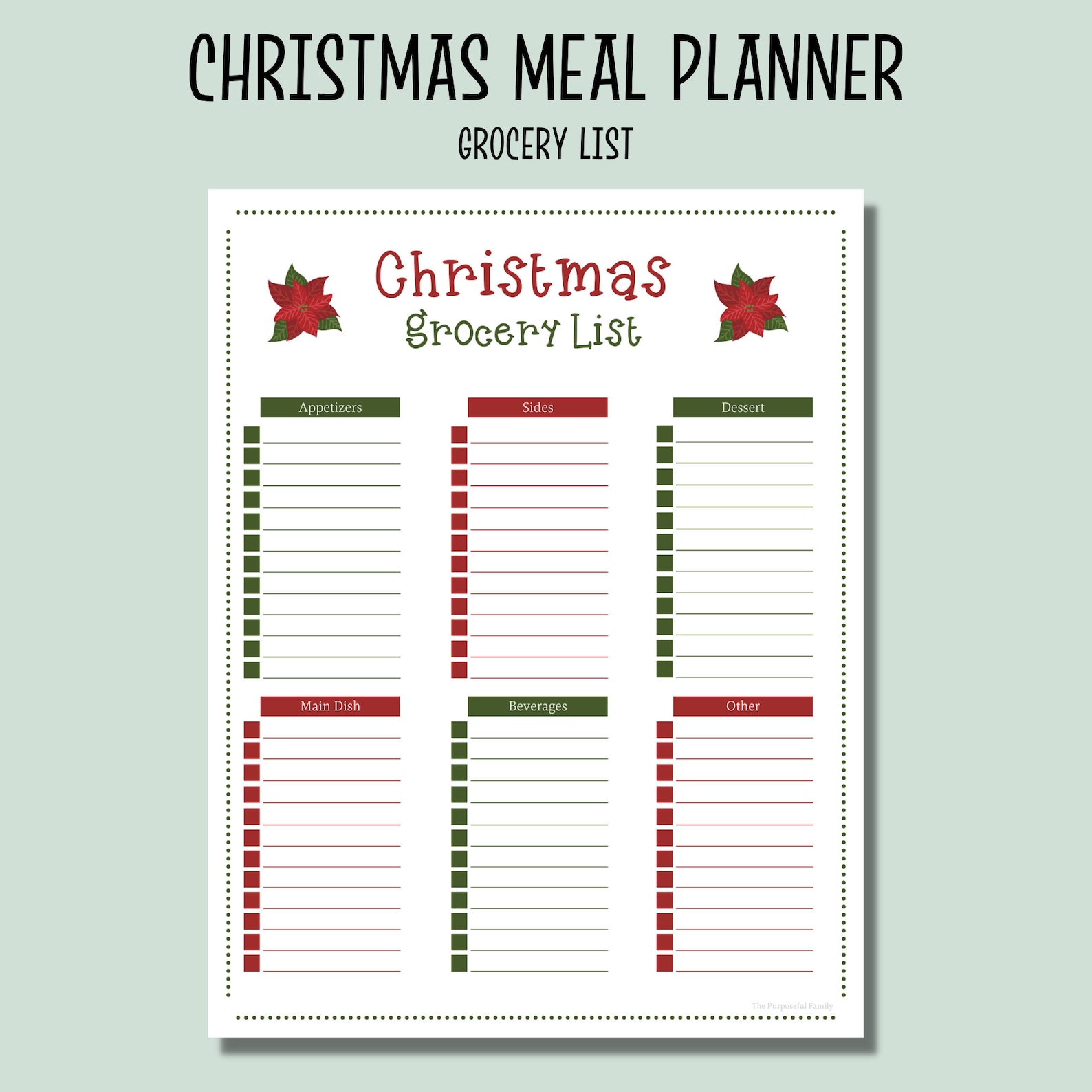 Christmas Meal Planner | Christmas Menu | Christmas Shopping List ...
