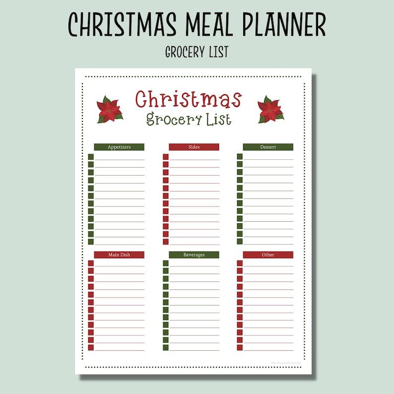 Christmas Meal Planner | Christmas Menu | Christmas Shopping List ...