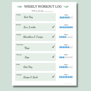 Weekly Workout Log | Weekly Workout Schedule | Fitness Planner ...