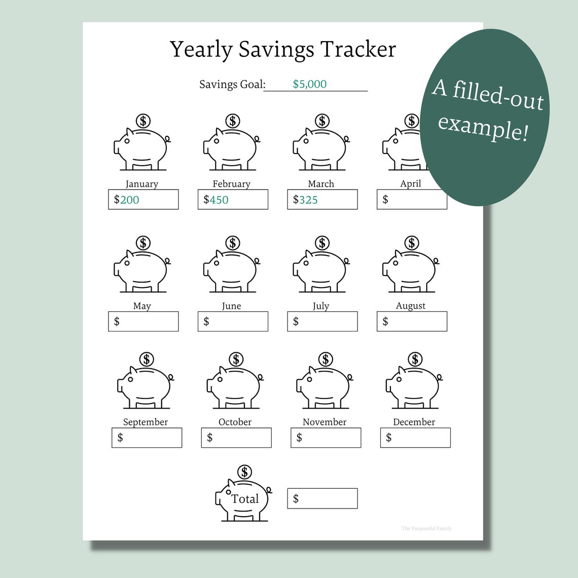 Yearly Savings Tracker PDF | Printable Savings Chart | Financial ...