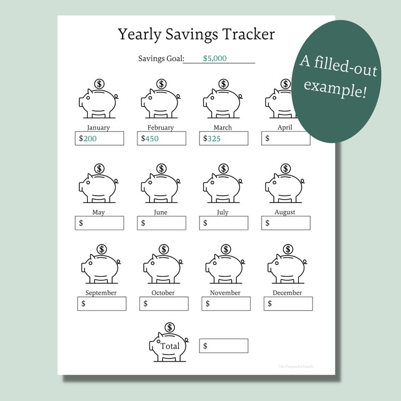 Yearly Savings Tracker PDF | Printable Savings Chart | Financial ...