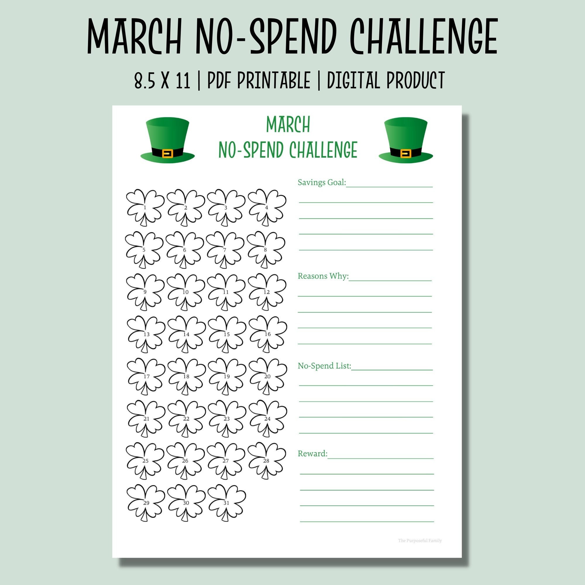March No-spend Challenge | No-spend Month Printable | No-spend Goal ...