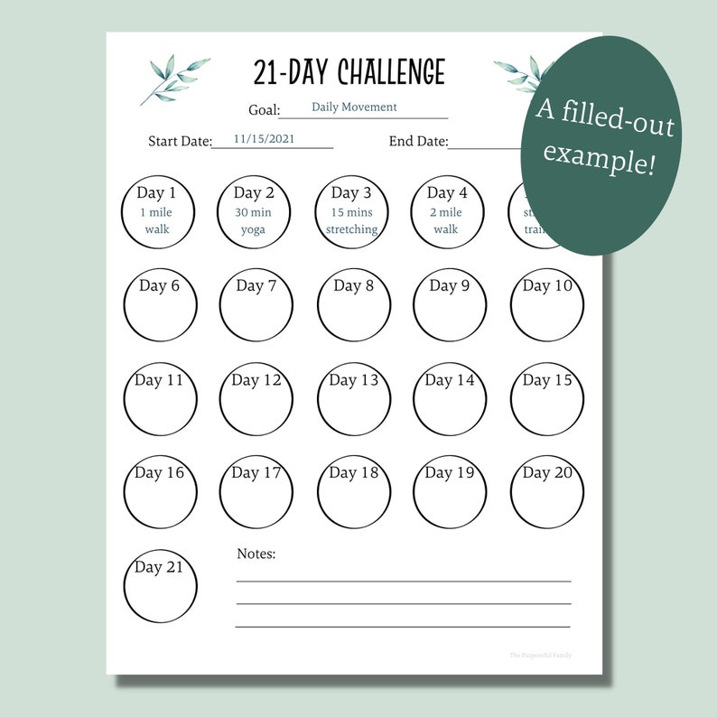 21-day Challenge Tracker Printable | Habit Tracker PDF | Goal Tracker ...