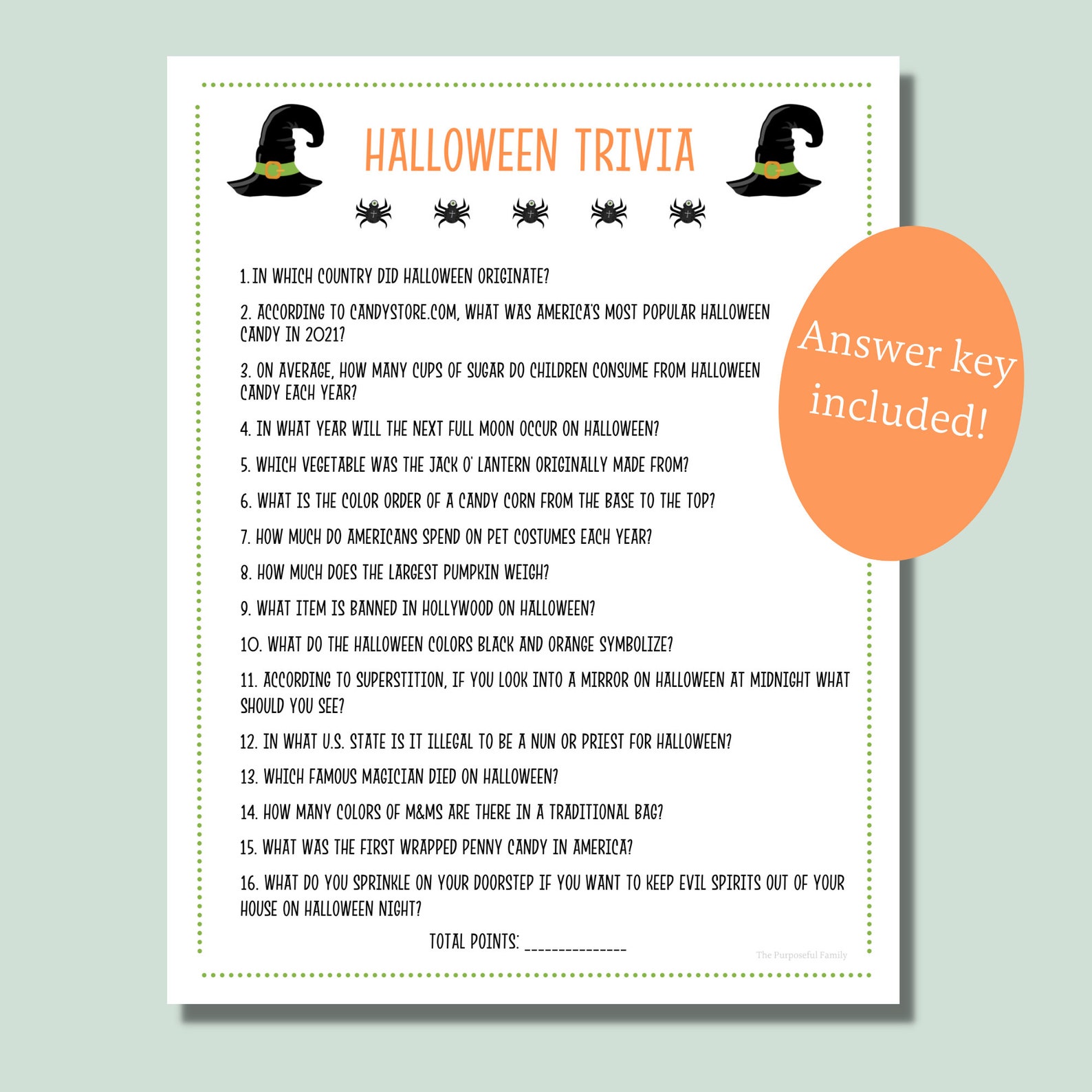 Halloween Trivia Game | Halloween Printable Party Games | Halloween ...