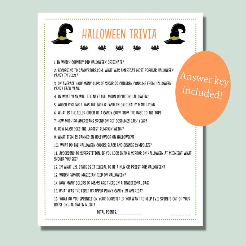 Halloween Trivia Game | Halloween Printable Party Games | Halloween ...