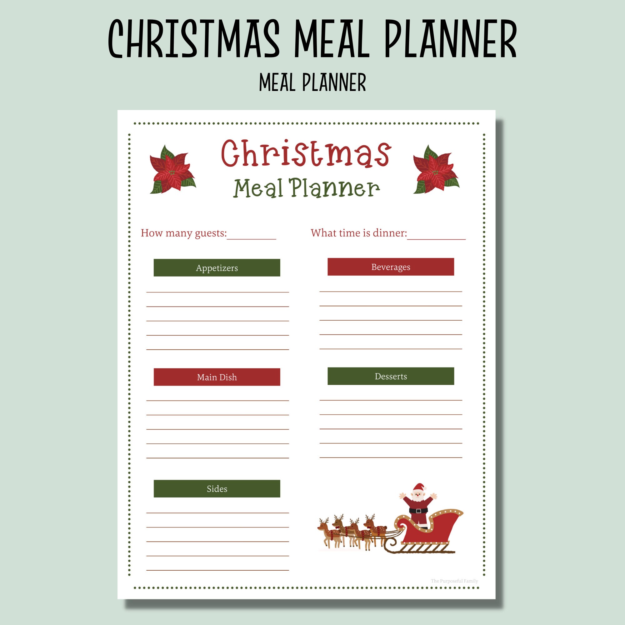 Christmas Meal Planner | Christmas Menu | Christmas Shopping List ...