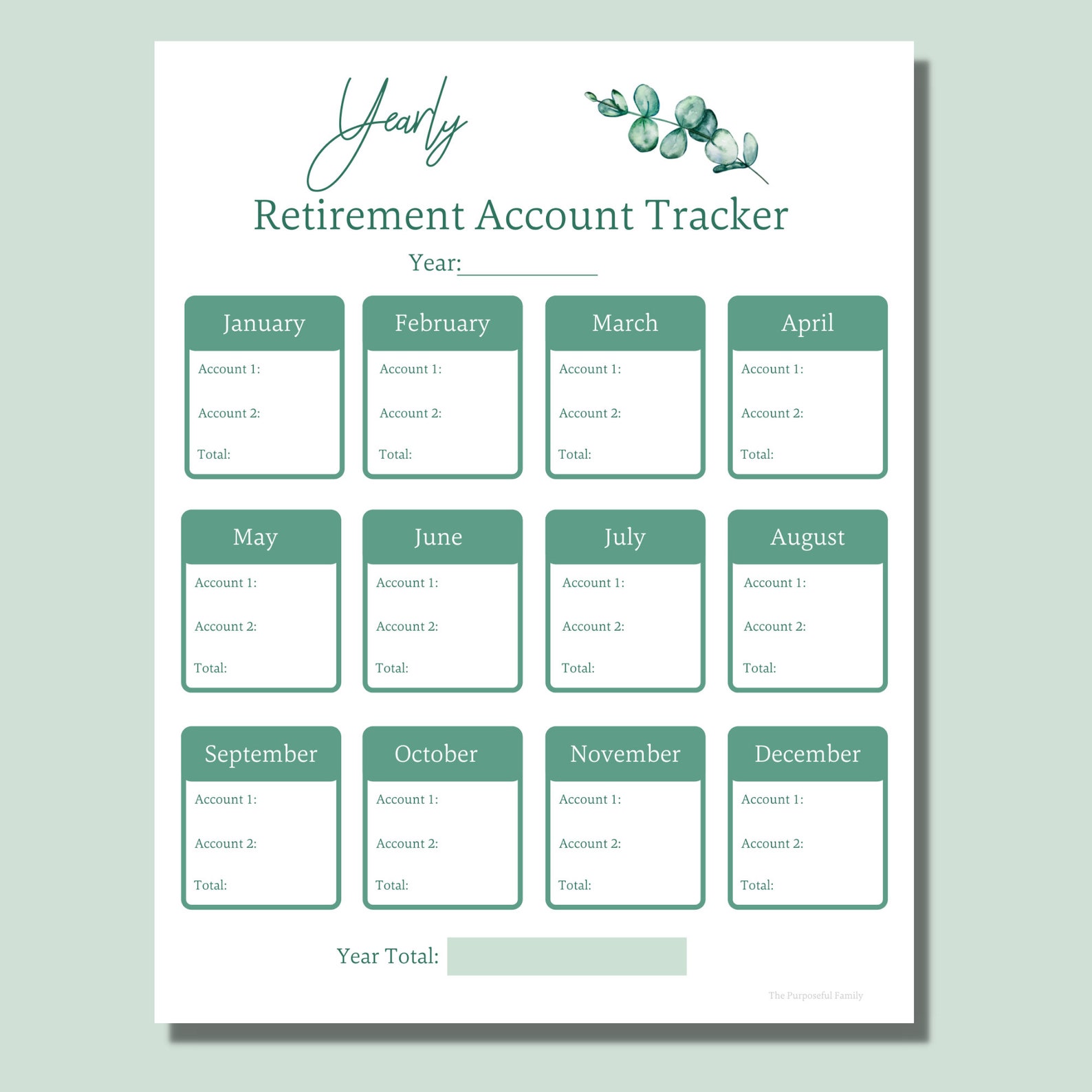 Yearly Retirement Account Printable Tracker | PDF Retirement Tracker - Etsy