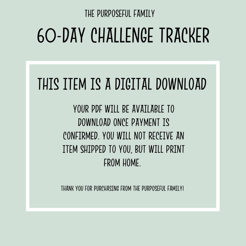 60 Day Challenge Tracker Printable | PDF Habit Tracker - Etsy