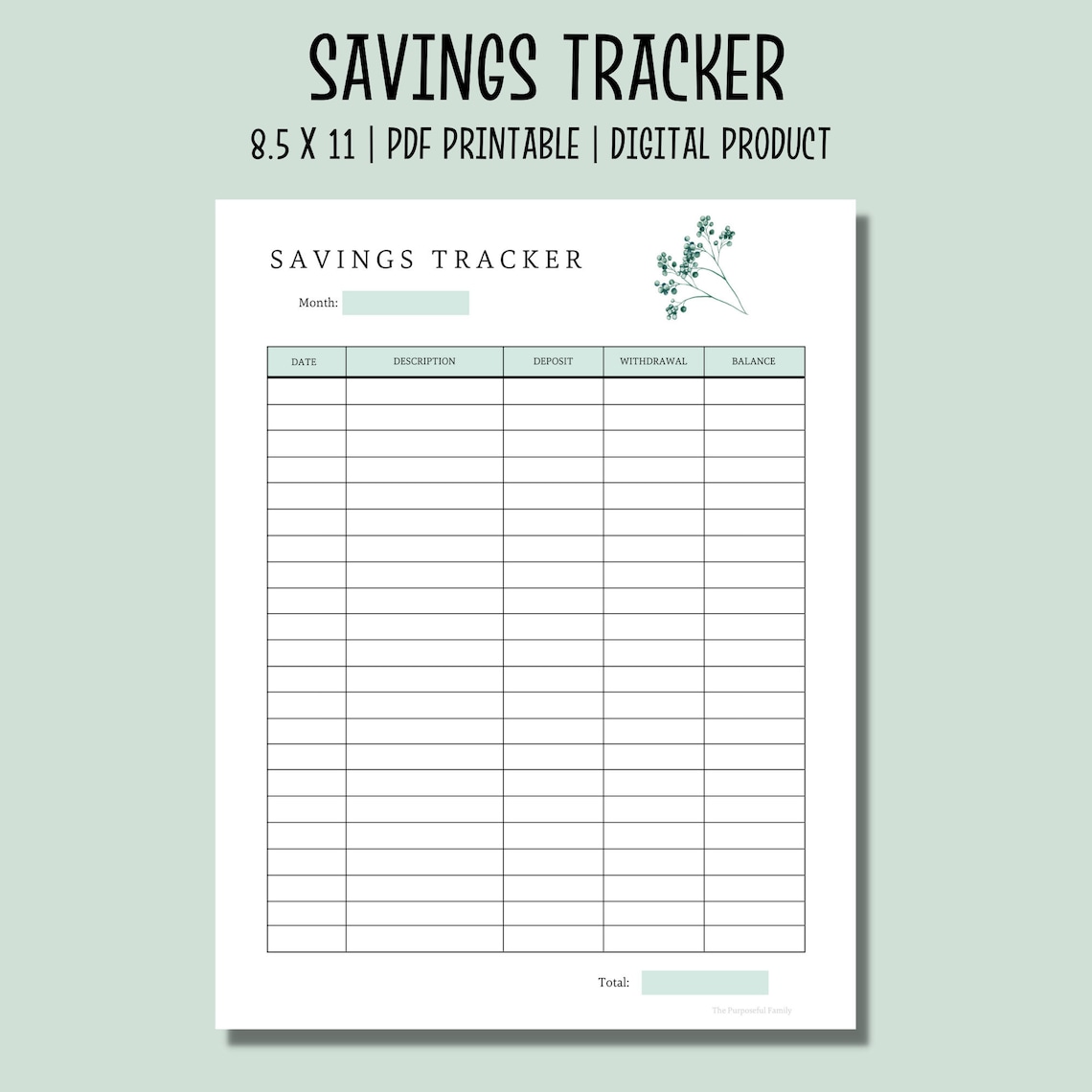 Savings Tracker Printable | Savings Goal Planner | PDF Savings Chart ...