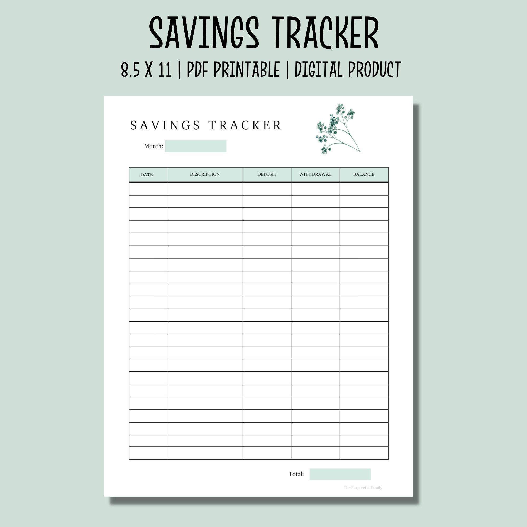 Spar Tracker Printable Sparziel Planer PDF Spartabelle Monatlicher ...