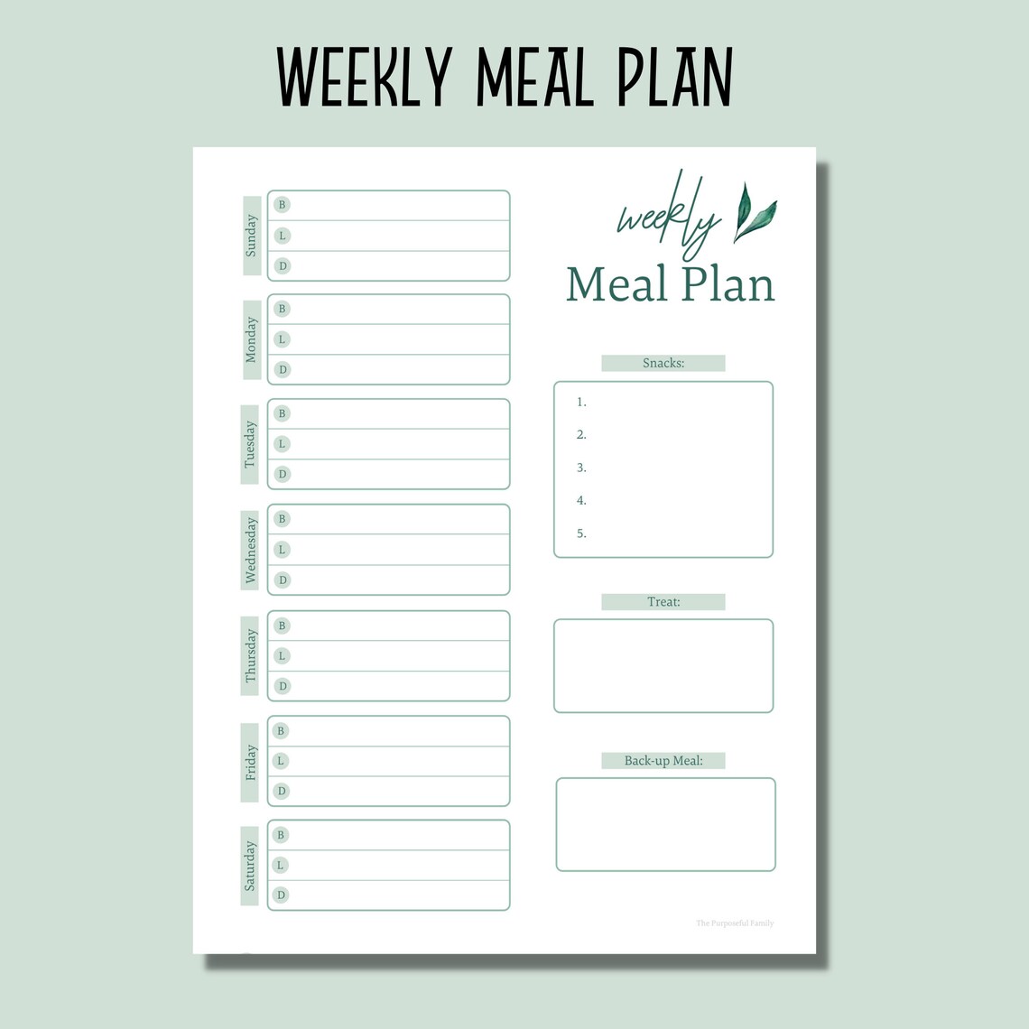 Weekly Meal Planner & Grocery List Printable PDF Menu Planner Meal Plan ...