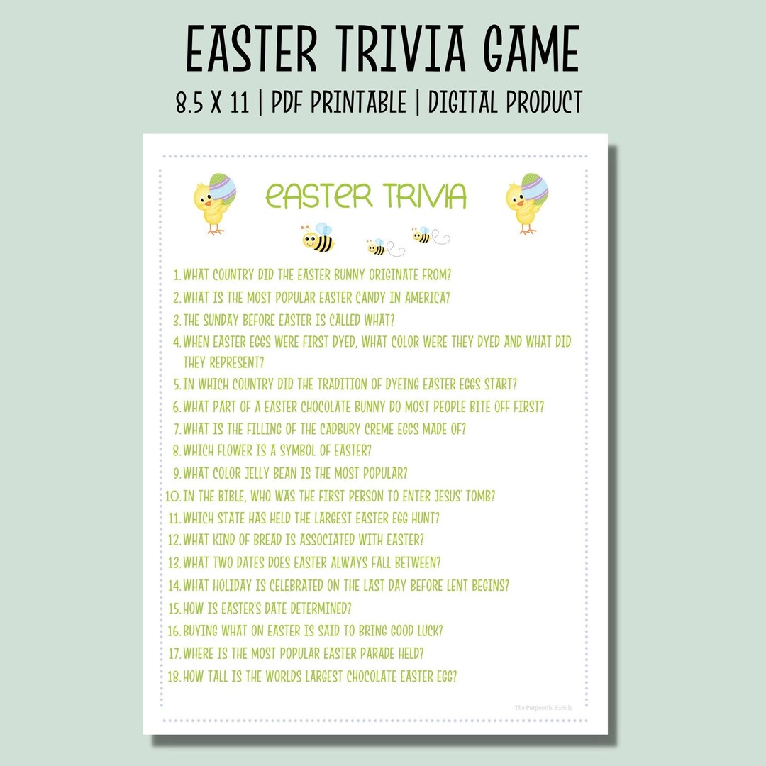 Easter Trivia Game | Easter Printable Games | Easter Activity | Fun ...