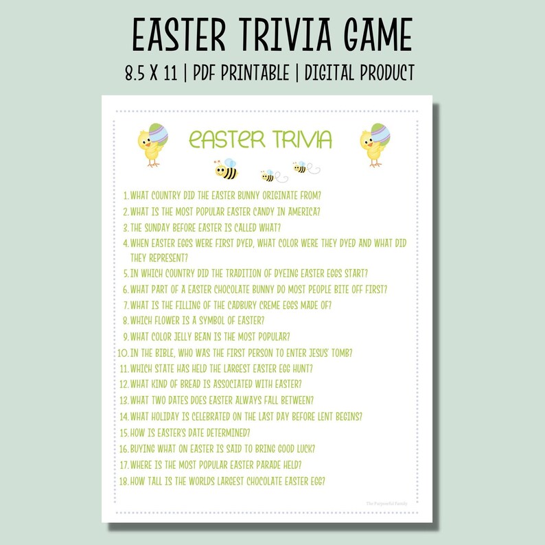 Easter Trivia Game | Easter Printable Games | Easter Activity | Fun ...